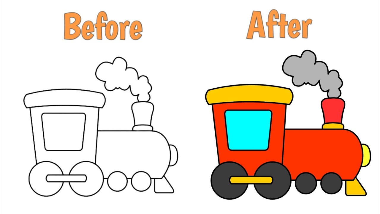Painting for Kids | Colorful Train | Before & After - YouTube