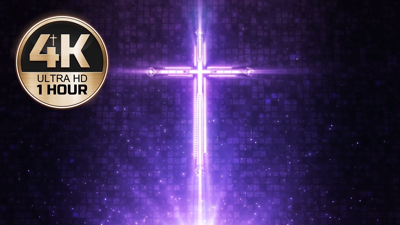 Modern Purple Cross - 1 Hour 4K Worship & Praise Background with ...