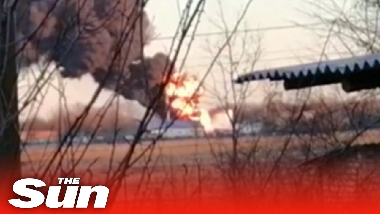 Kursk airfield in Russia goes up in flames after alleged 'drone attack ...