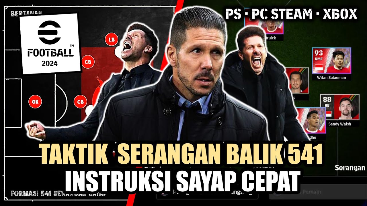 BEDAH FORMASI SERANGAN BALIK EFOOTBALL 2024 SKEMA 541 INSTRUKSI ...
