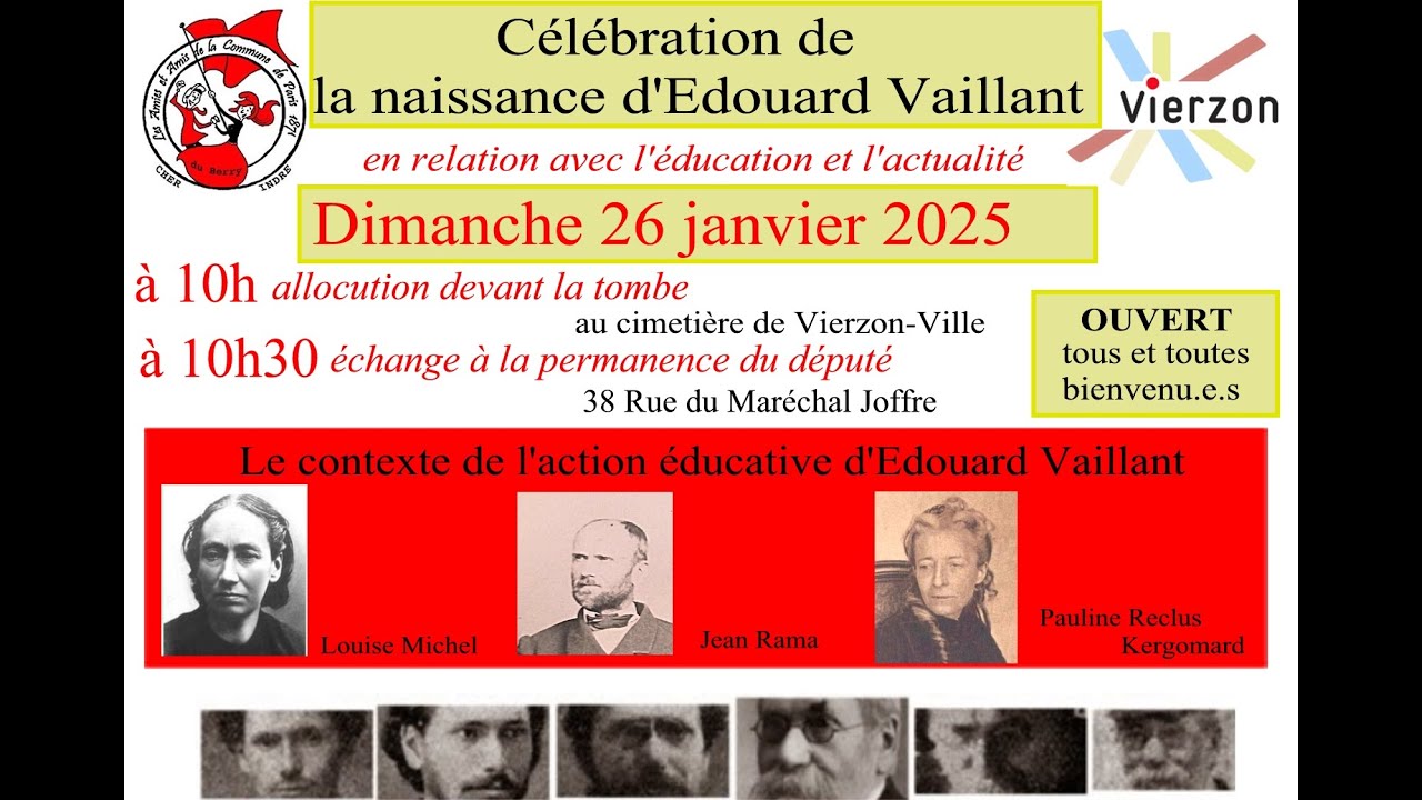 CÉLÉBRATION EDOUARD VAILLANT JANVIER 2025 - YouTube
