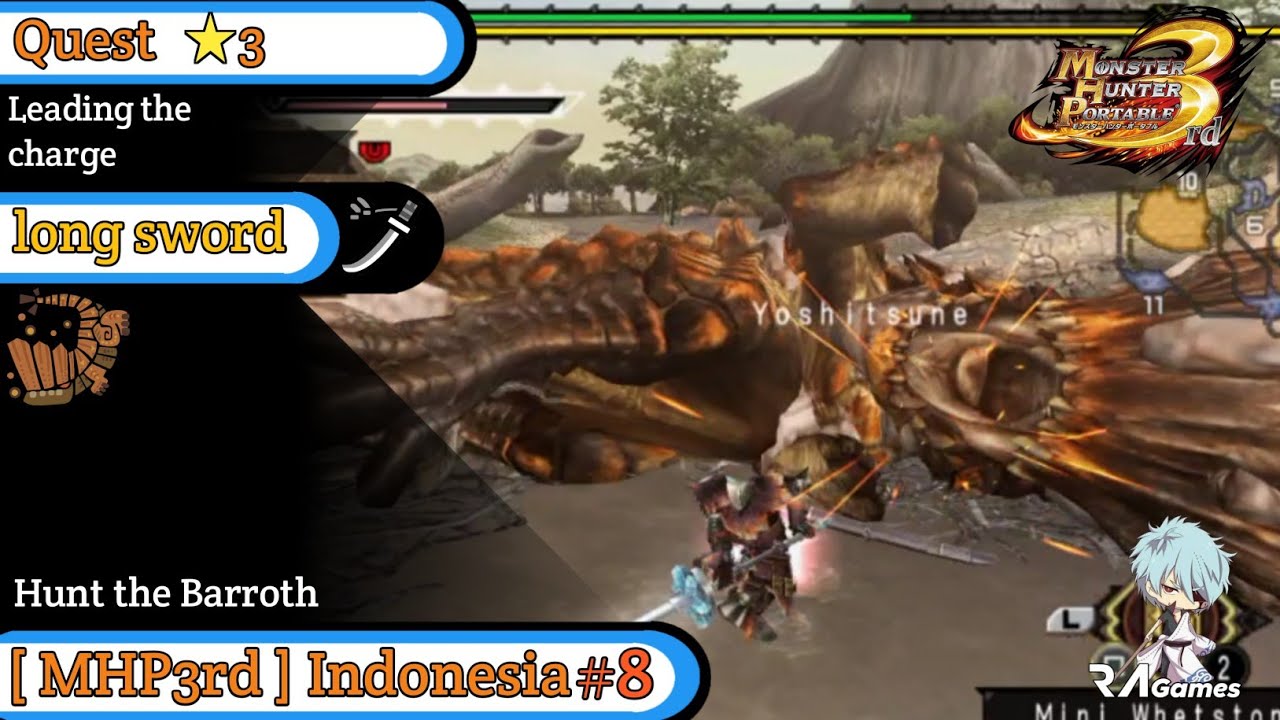 [ MHP3RD ] Indonesia - Quest pertama B3 - Barroth vs Long sword - YouTube