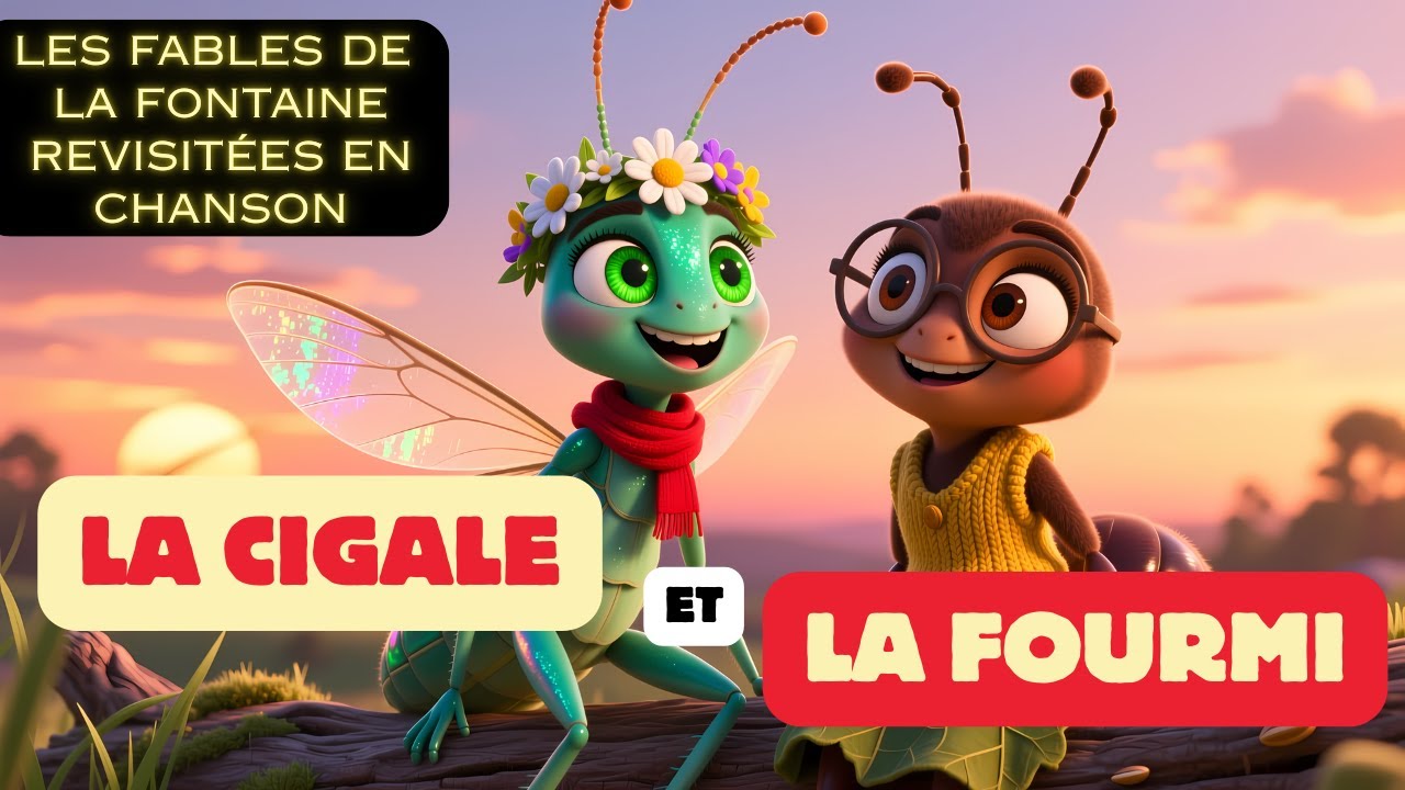 👉 La Cigale et la Fourmi 🐜🎵 Chanson pour enfants en dessin animé ...