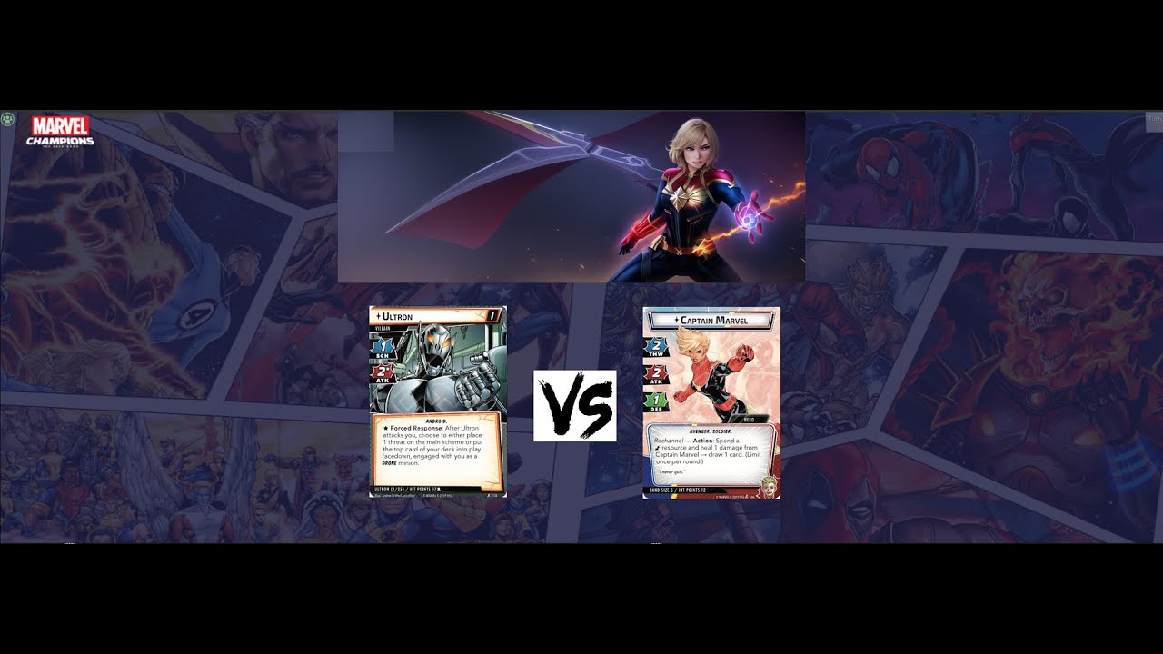 Marvel Champions Progression Series Aggression Captain Marvel vs Ultron Standard Difficulty ...