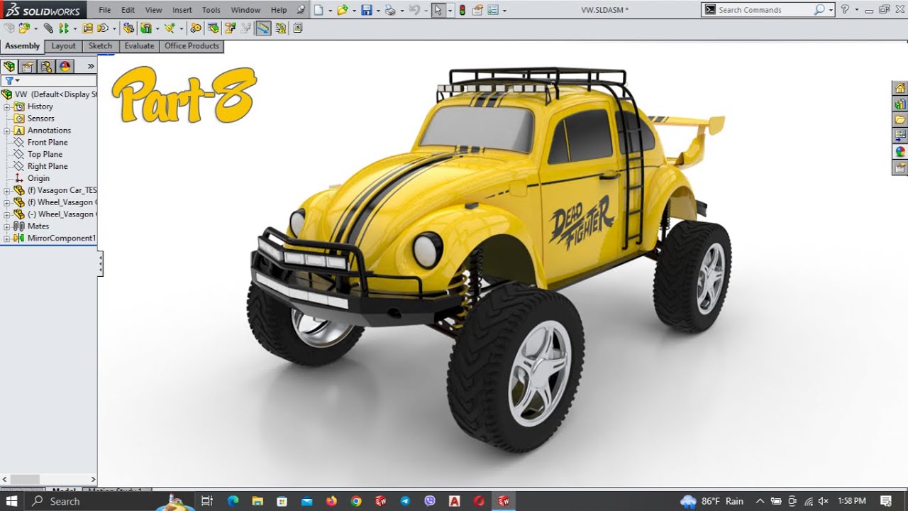 SolidWork_Volkswagen Beetle Car Modeling | Advance Surface Modeling in ...