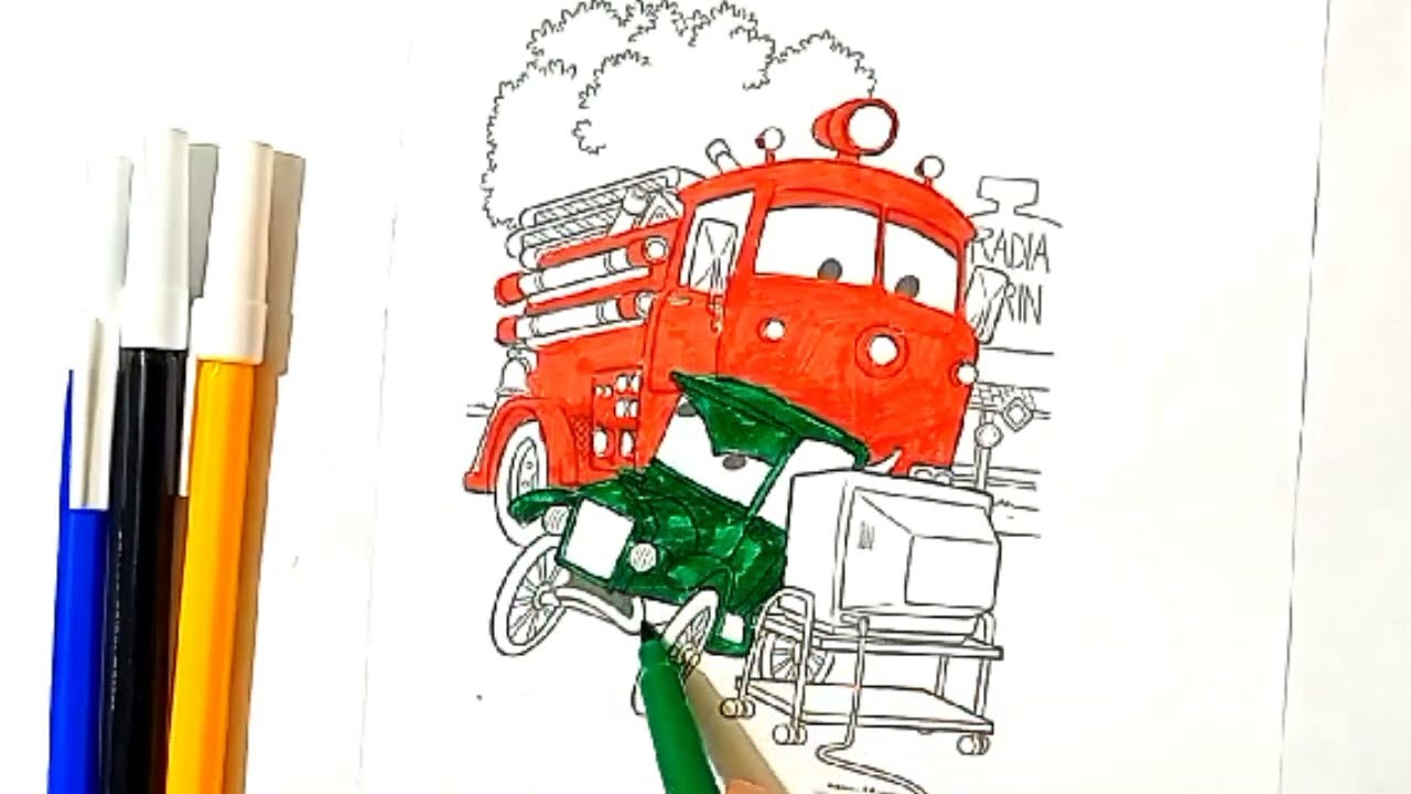 Disney Pixar Cars, Red, Lizzie Drawing and Coloring | Red ♥️ and Green ...