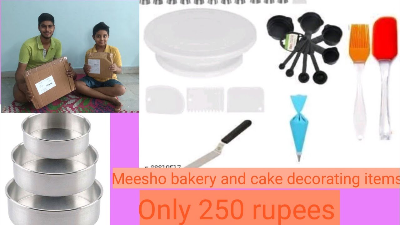 Meesho cake baking and decorating items || unboxing || me and my bro ...