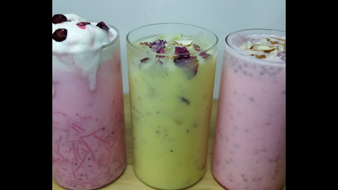 Iftaar special 3 type of drinks Roohafza Lassi ll custard sharabat ll ...