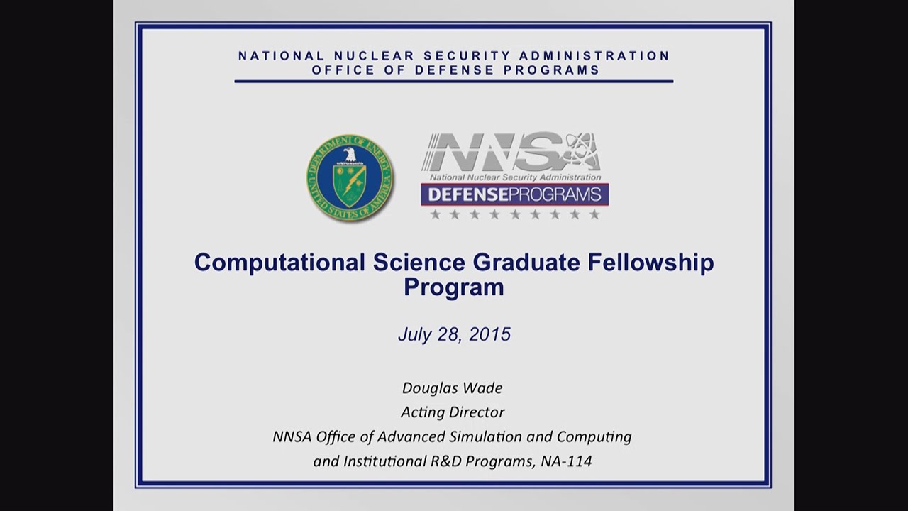 DOE CSGF 2015: DOE NNSA Office of Defense Programs Welcome - YouTube