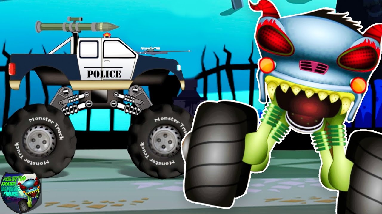 Police Car VS Monster Truck Halloween Story for Children - YouTube