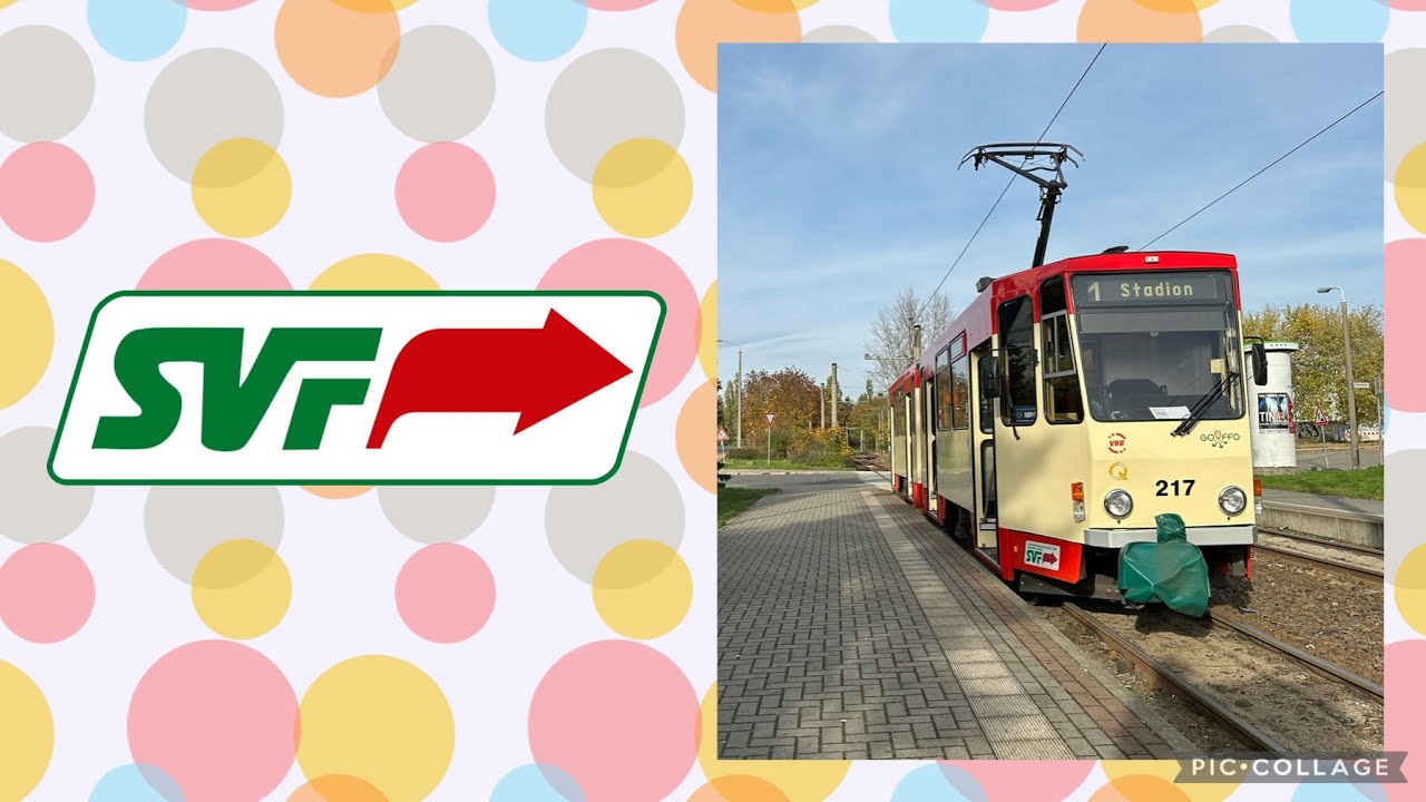SVF Frankfurt/Oder Tram Wagen 217 Tatra KT4Dm Baujahr 1987 Komplette Mitfahrt Heckansicht Linie ...