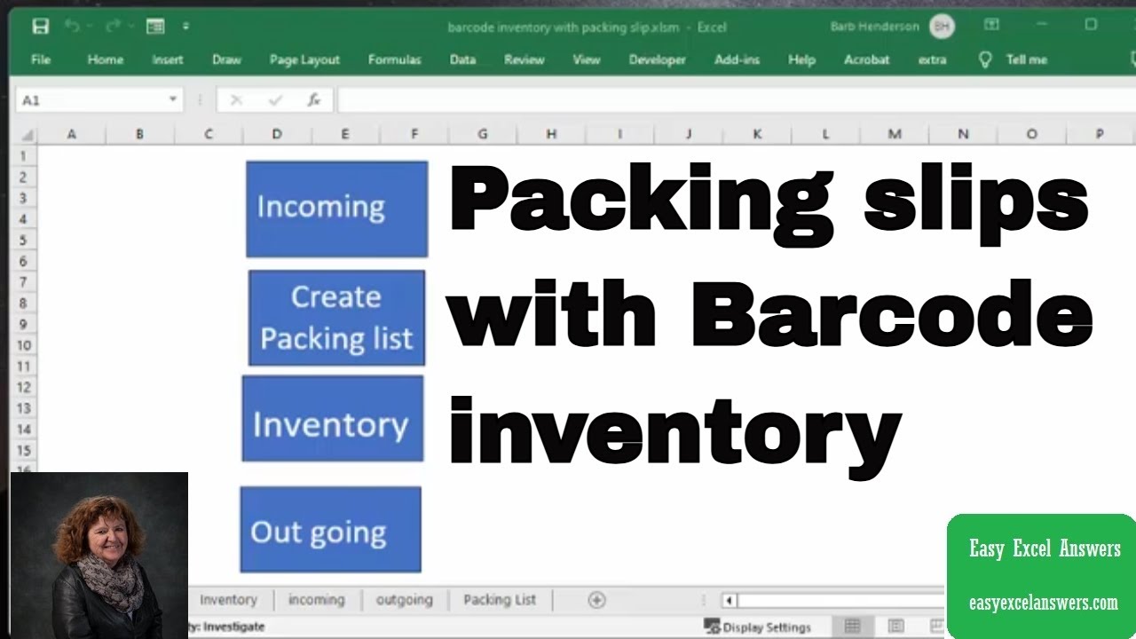Packing slips with barcode inventory in Excel - YouTube