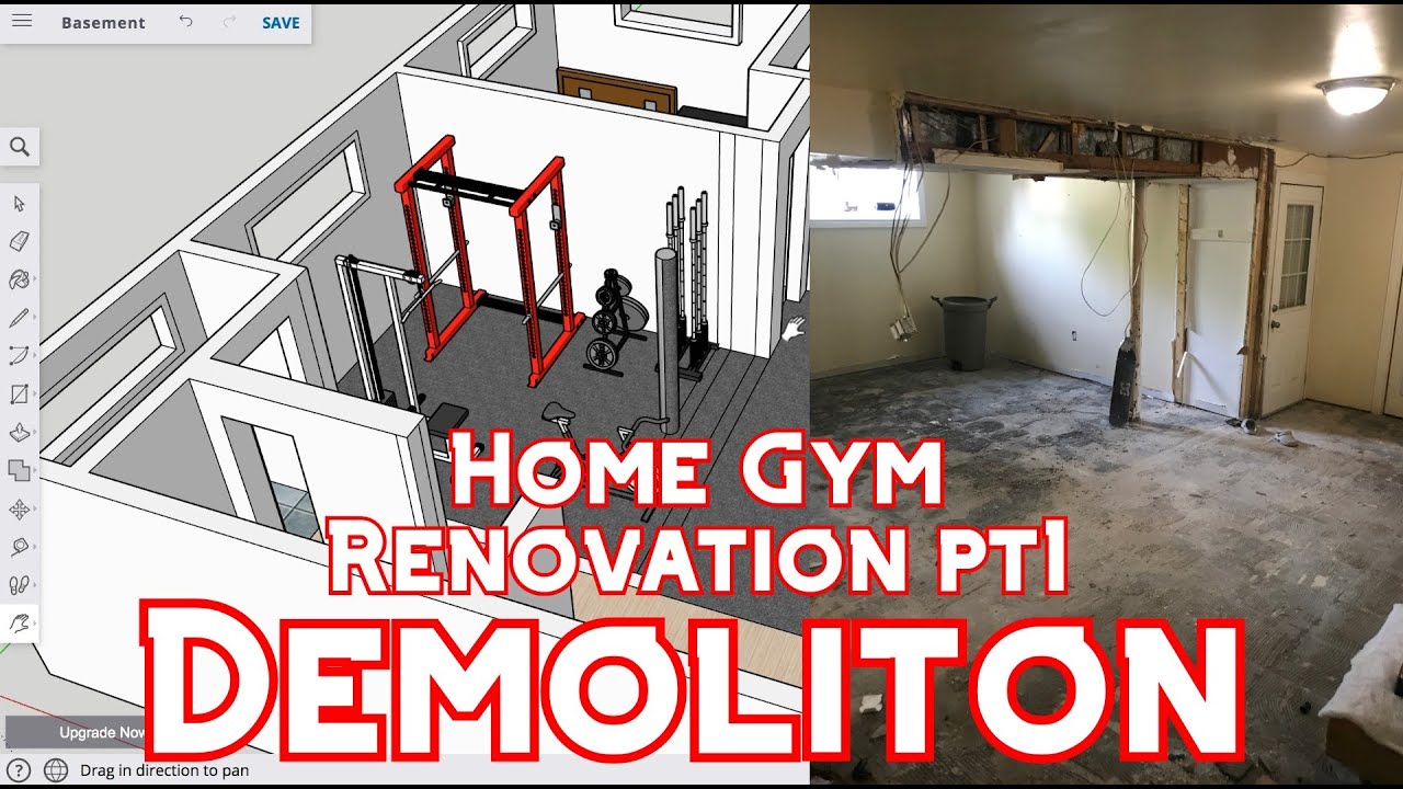 BUILDING A HOME GYM PT1 || BASEMENT RENOVATION || DEMOLITION - YouTube