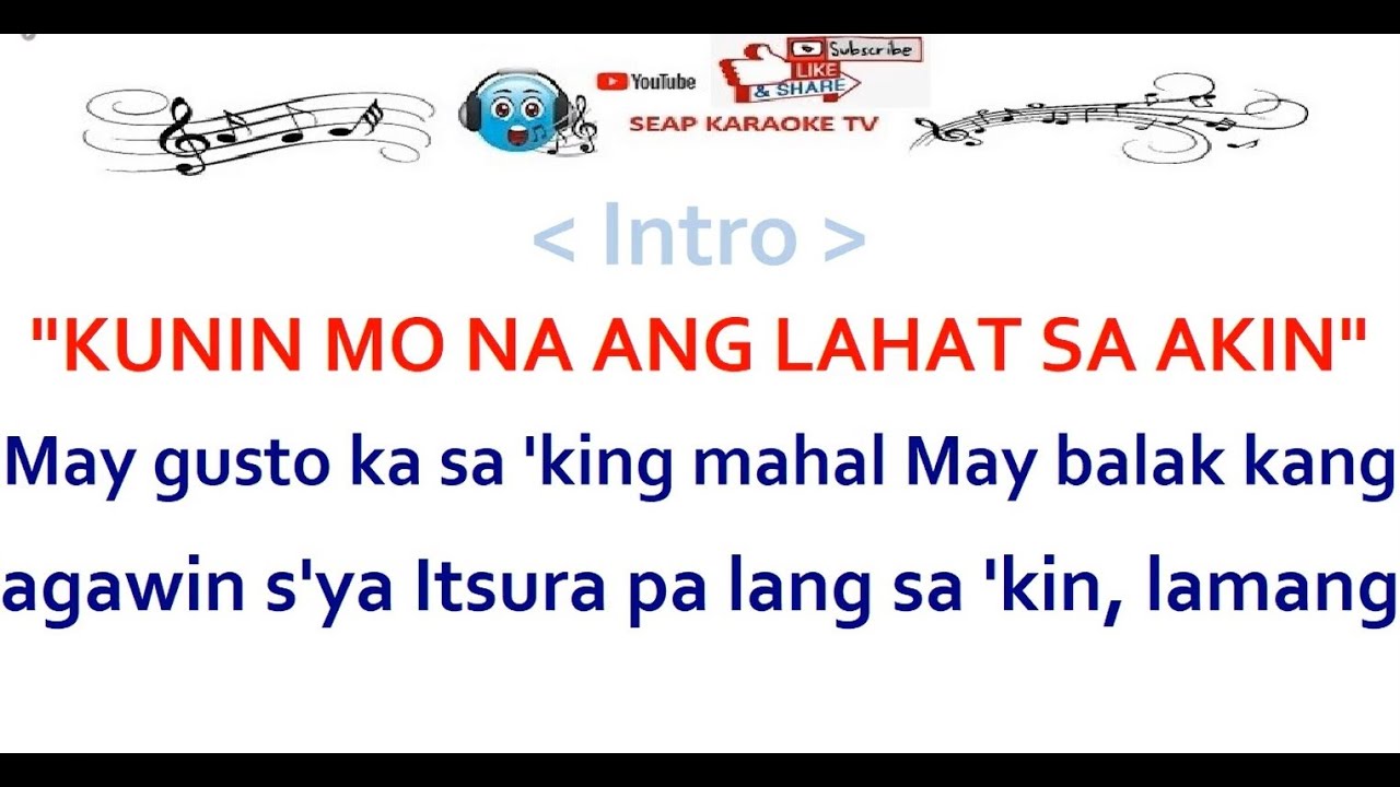 KUNIN MO NA ANG LAHAT SA AKIN KARAOKE LYRICS BY JEREMIH - YouTube