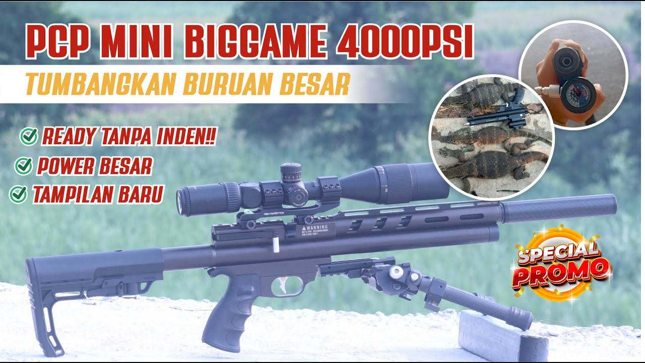 POWER BESAR!!! SENAPAN PCP MINI BIG GAME EVOLUTION 4000PSI | SENAPAN ...