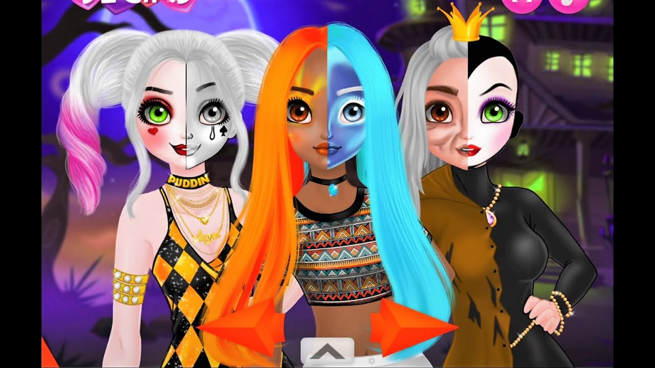 Princess Halloween Makeup Halffaces Tutorial #48 - YouTube