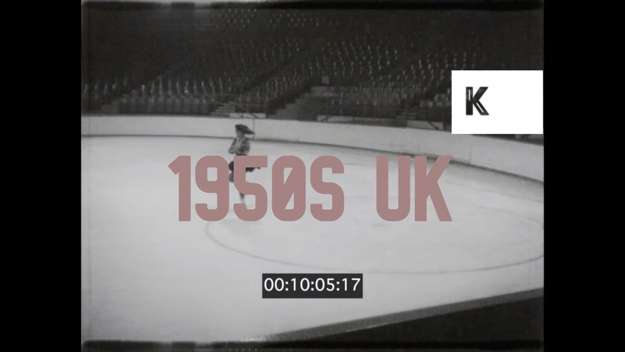 1950s UK, Ice Skating Performance on Ice Rink, Twirling, 16mm - YouTube