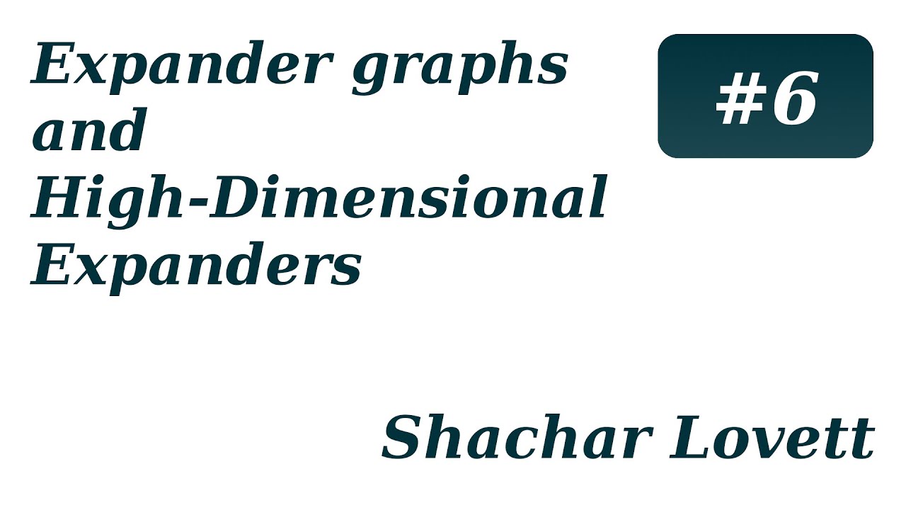Lecture 6: Expander codes - YouTube