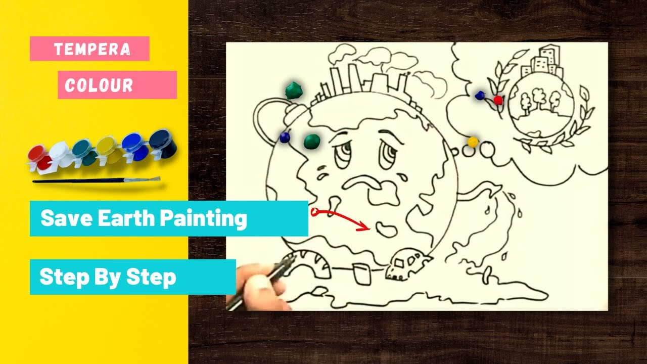 How to draw save earth step by step for beginners - YouTube