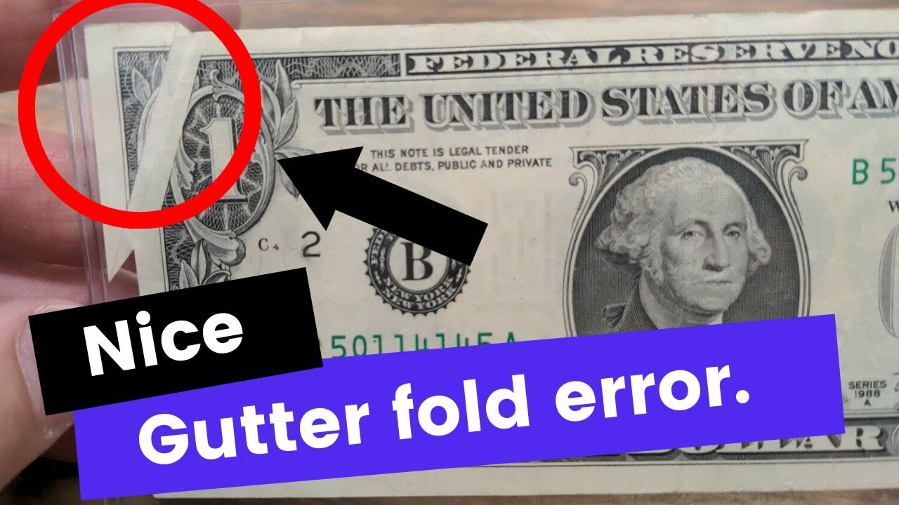 Fun 1988a $1 New York Federal Reserve Note Gutter fold Error .... and ...