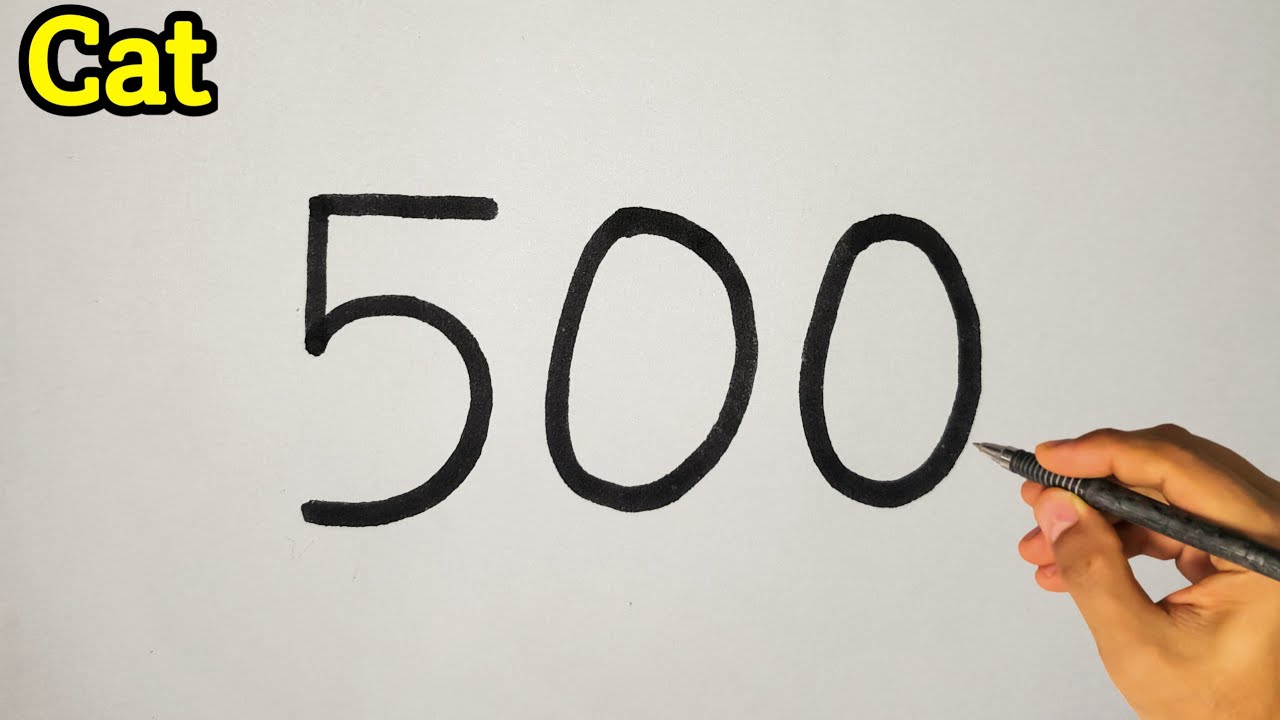 How To Draw A Cat From 500 Numbers l Easy Cat Drawing Step By step l ...