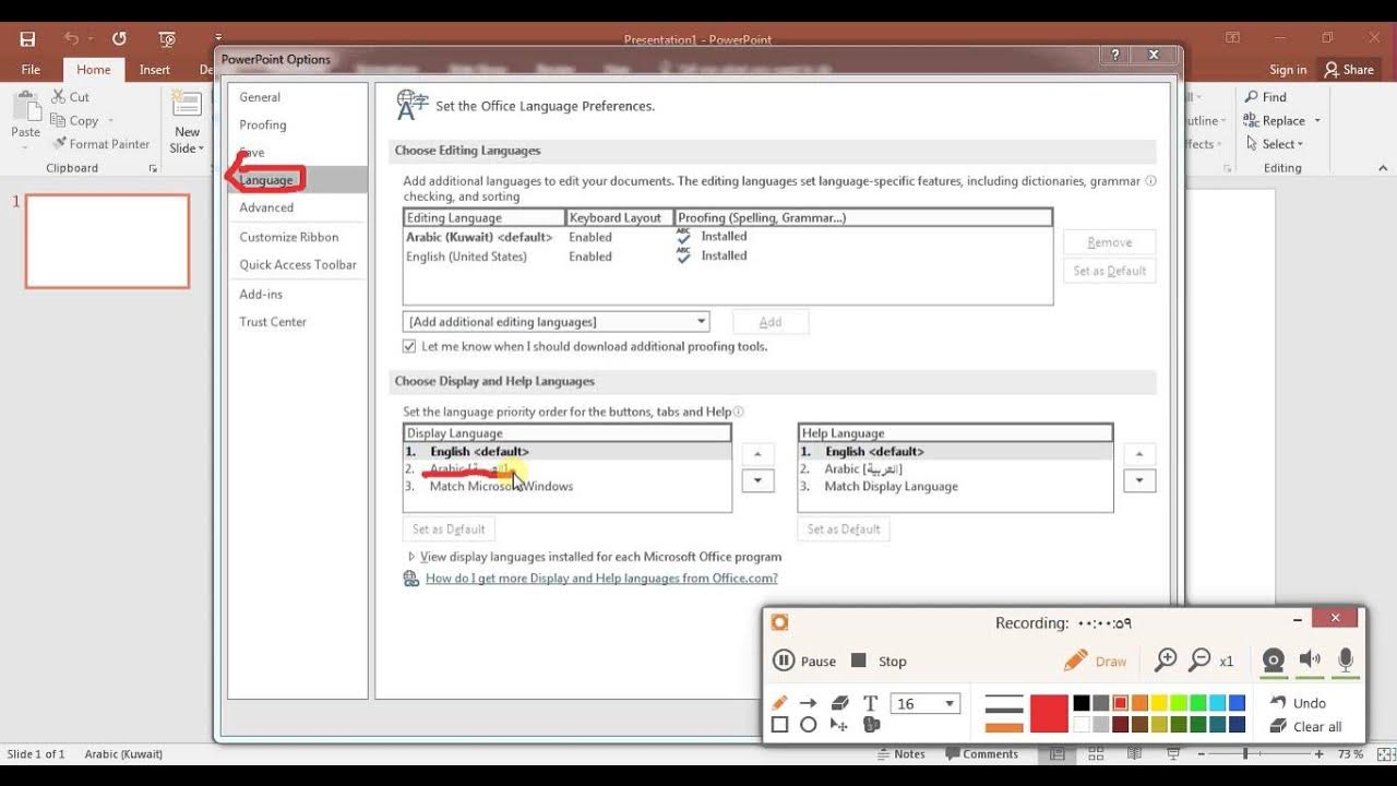 how to change language PowerPoint, word, excel,pub - YouTube