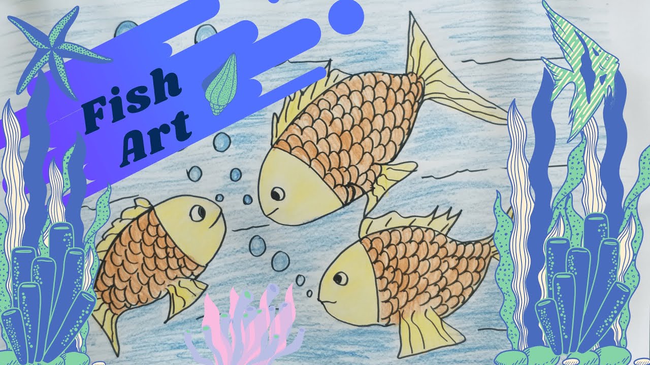 How to draw fish in water l Easy drawing l Simple tutorial ideas l Easy ...