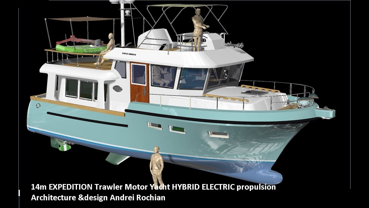 14m Trawler Motor Yacht Hydrodynamic HIGH EFFICIENCY HULL Architecture ...