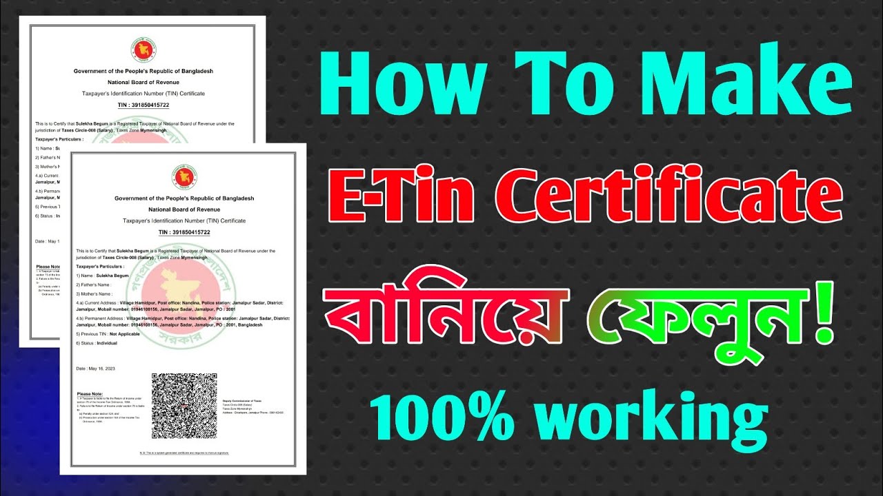 ই টিন সার্টিফিকেট করুন অনলাইনে | How to Create e TIN Certificate 2023 ...