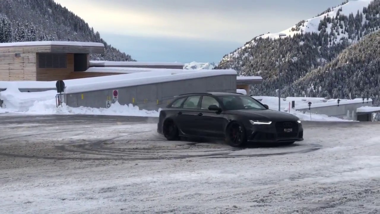 Audi RS6 Avant Drifting in the Snow in Lichtenstein - YouTube