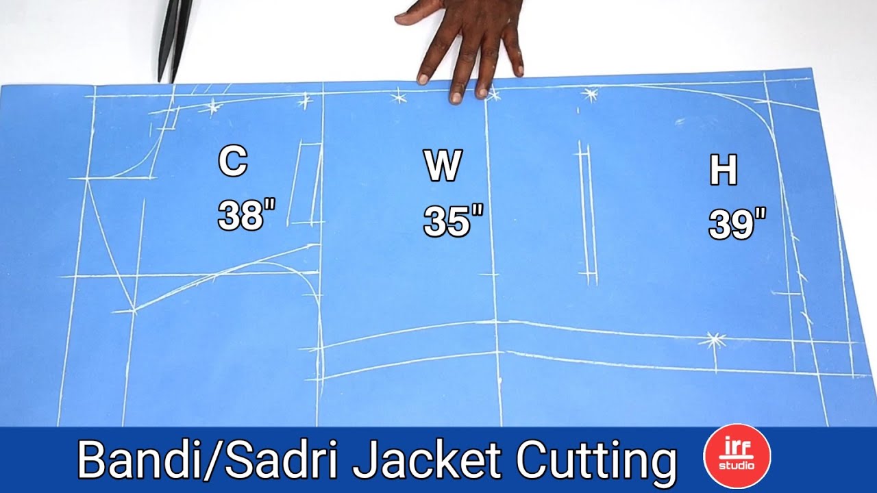 𝗦𝗶𝘇𝗲 38" Bandi/Sadri Jacket Cutting || Modi Jacket Cutting || Nehru ...