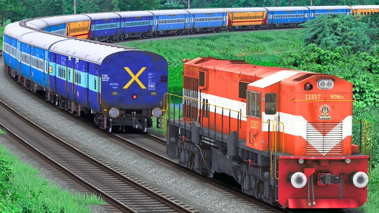 WDM3D SHUNT ICF BLUE EXPRESS TRAIN COACH | BUMPY RAILROAD | Train ...