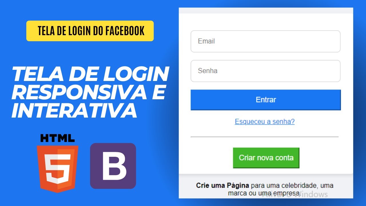 Aprenda Como criar a TELA DE LOGIN do Facebook com HTML e Bootstrap ...