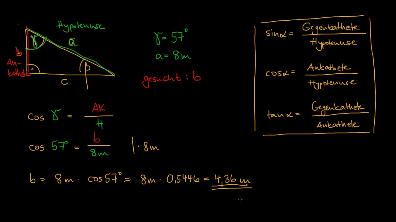 Sinus, Kosinus, Tangens Welche Formel passt - YouTube