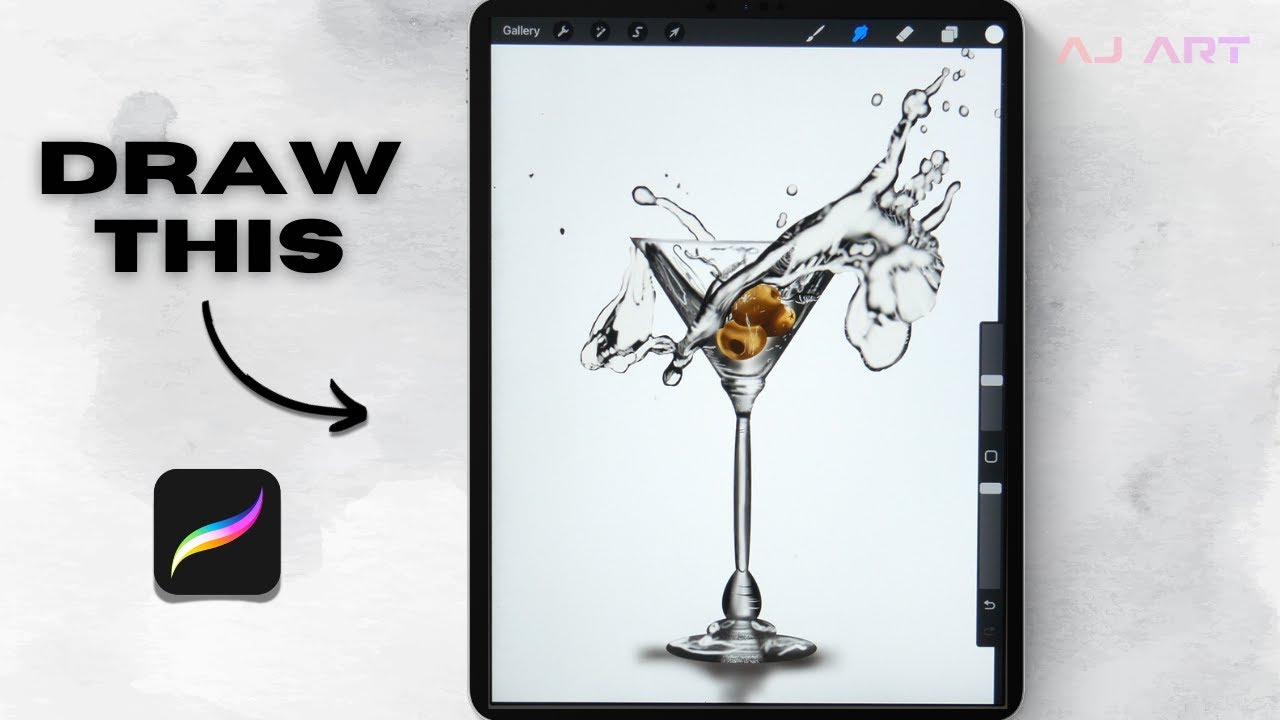 Learn How to Draw a Realistic Martini Splash in Procreate | Step-by ...