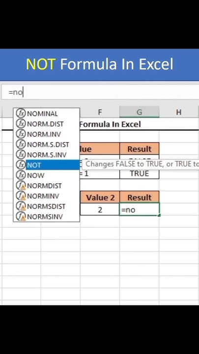 NOT formula in Microsoft Excel | How to use NOT formula in Microsoft Excel #exceltech # ...