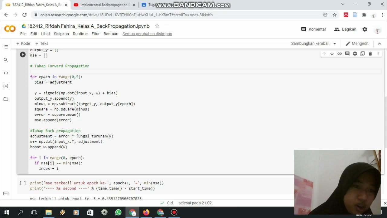 Back Propagation Implementasi menggunakan Python (tugas 9) - YouTube