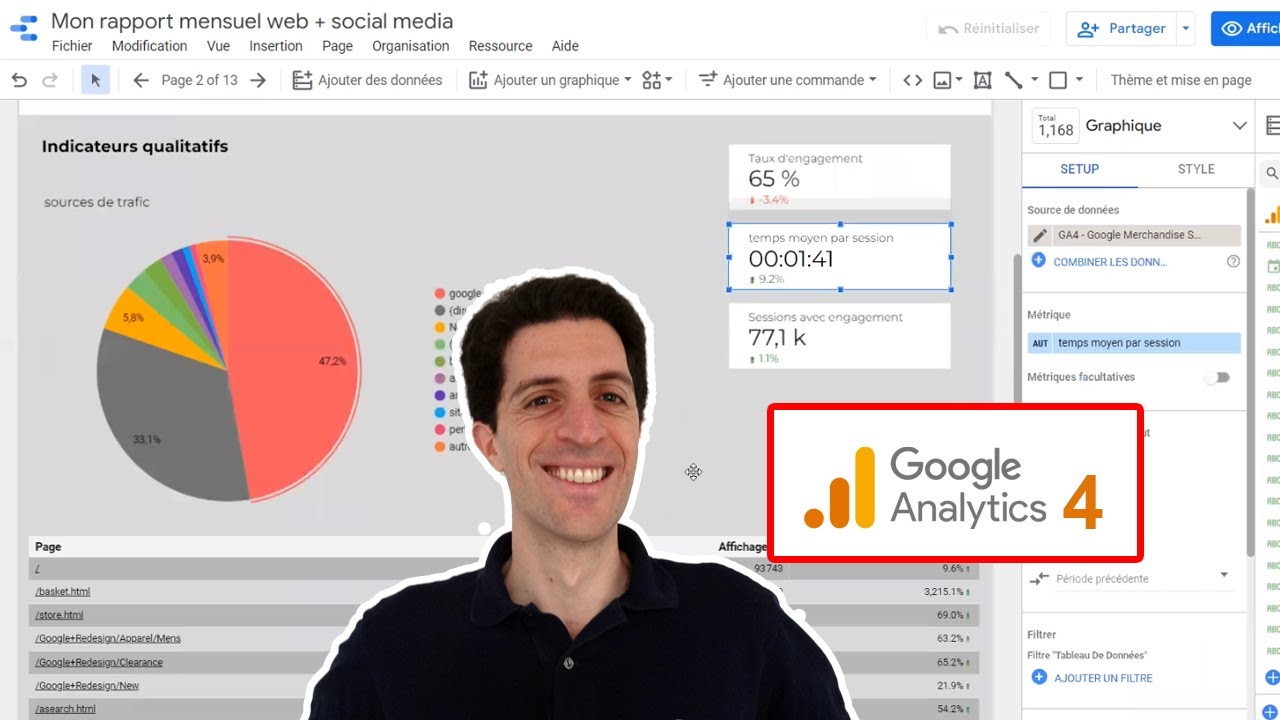 Formation Google Data Studio [4/7] : remplacer Google Analytics Universal par GA4 - YouTube