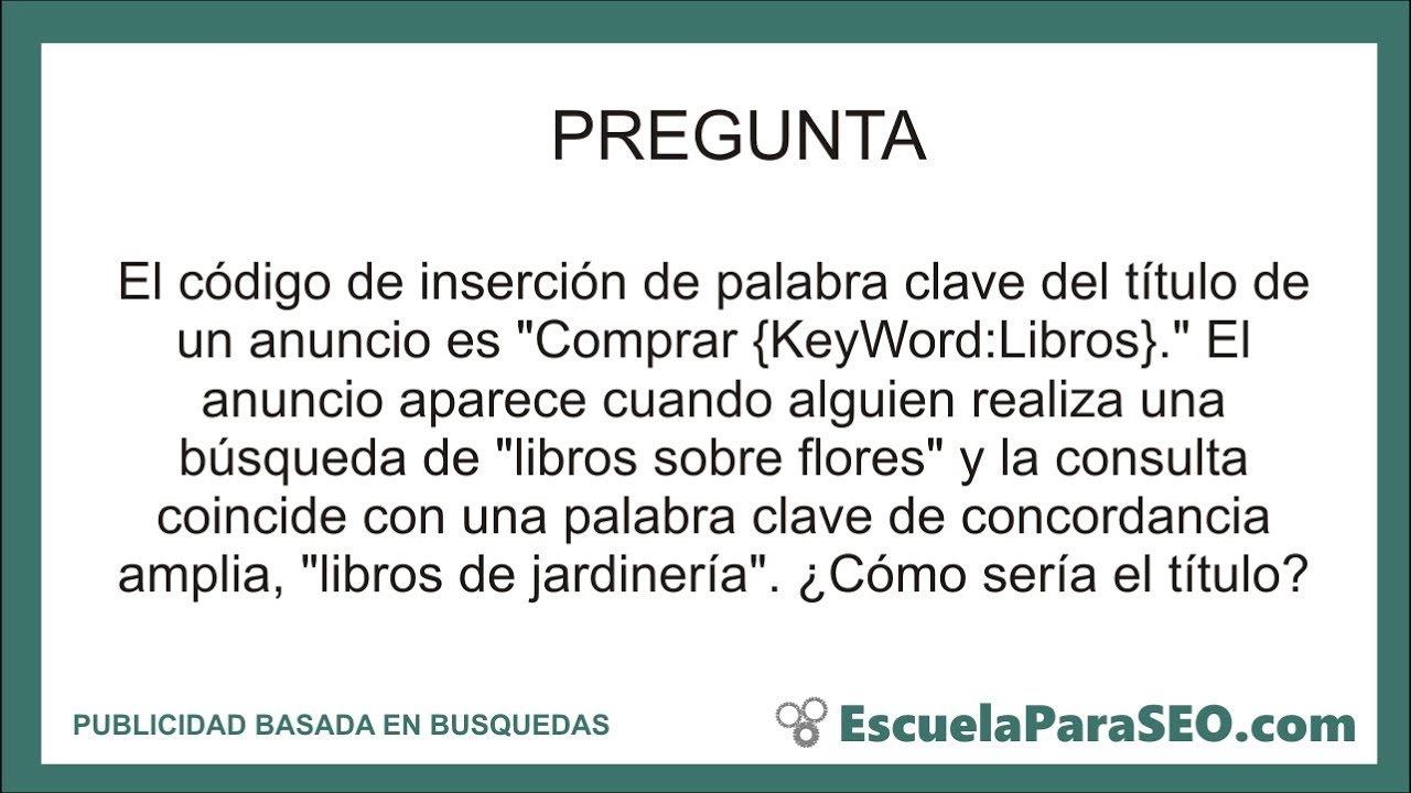 El código de inserción de palabra clave del título de un anuncio es ...