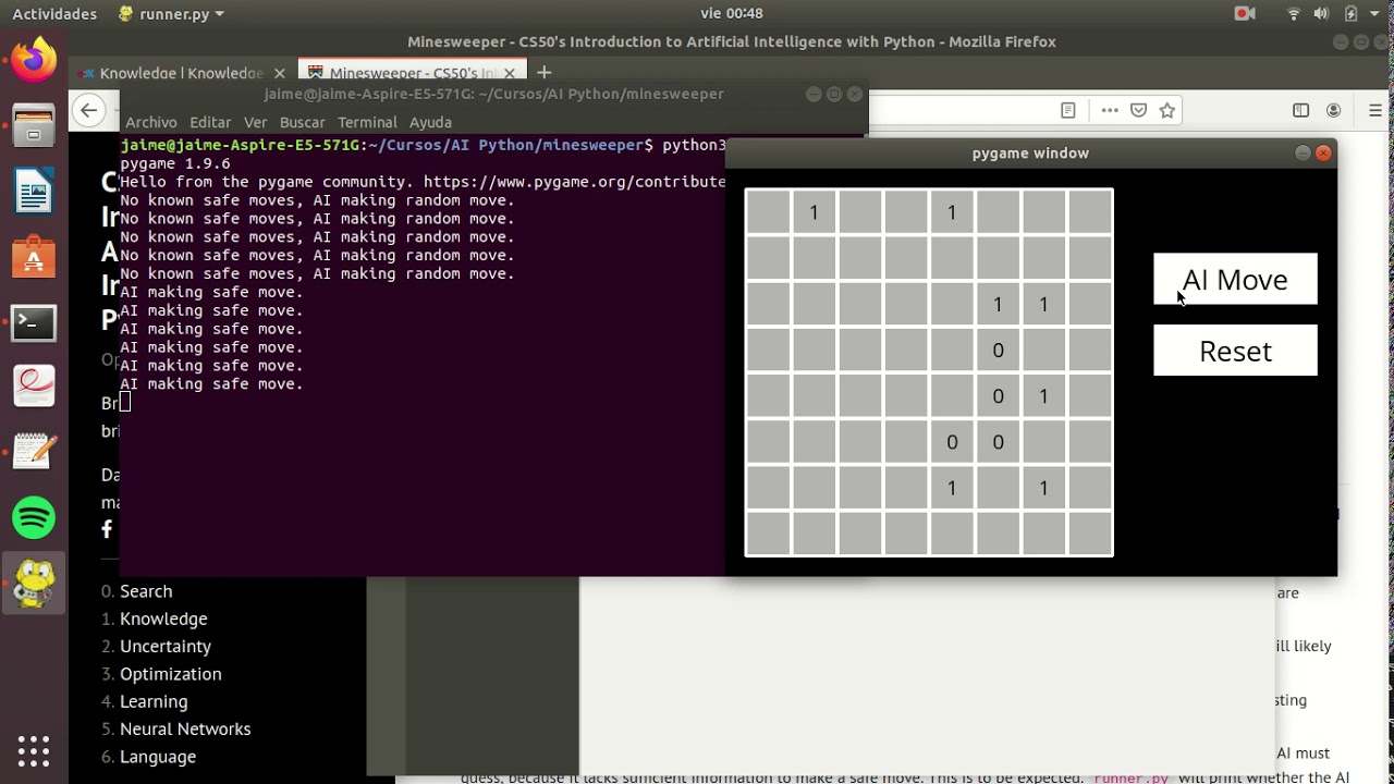 Cs50s Introduction To Artificial Intelligence With Python Minesweeper Youtube