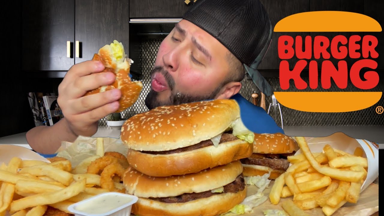BURGER KING whoppers + ONION Rings & Rodeo Burgers MUKBANG EATING SHOW ...