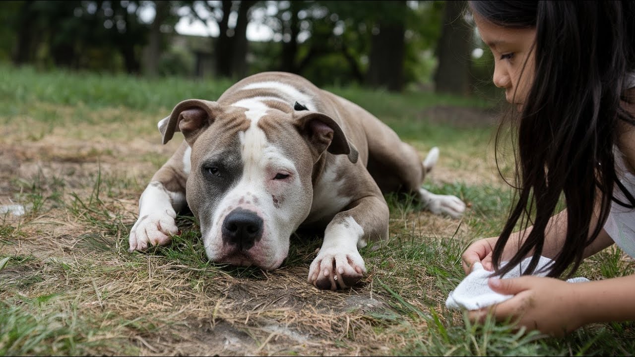 SICK PIT BULL WAS ABOUT TO BE PUT DOWN, THEN A GIRL APPROACHES HIM AND ...
