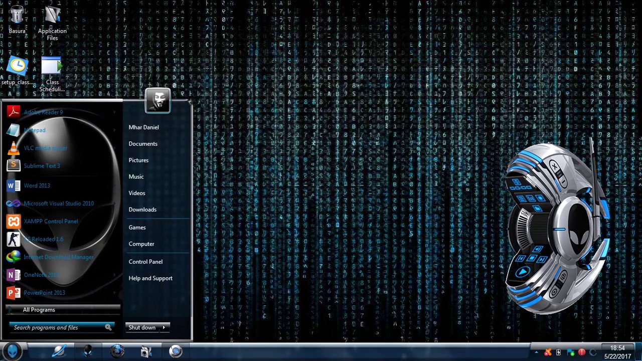 My Windows 7 Alienware Theme - YouTube