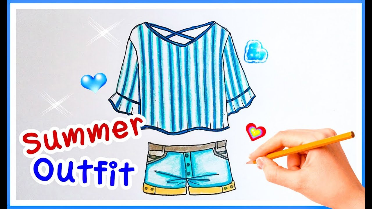 How To Draw Summer Outfit. : Jeans : Blouse : สอนวาดรูปชุดใส่หน้าร้อน ...