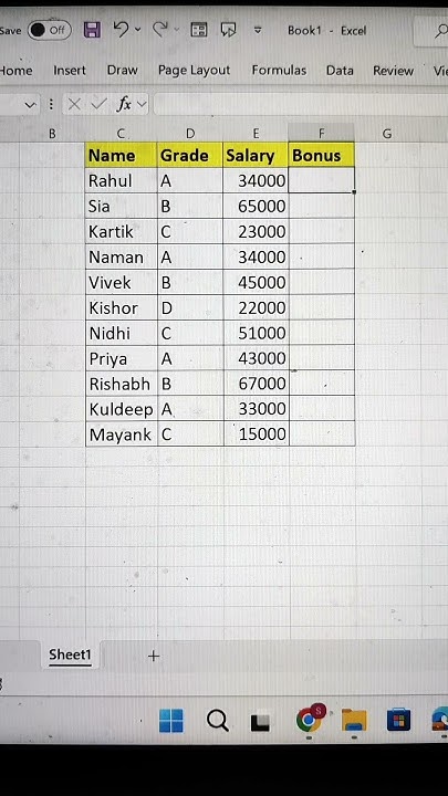 Employees Bonus In Excel π₯ Excel Interview Question π― Shorts Exceltipsandtricks Tech
