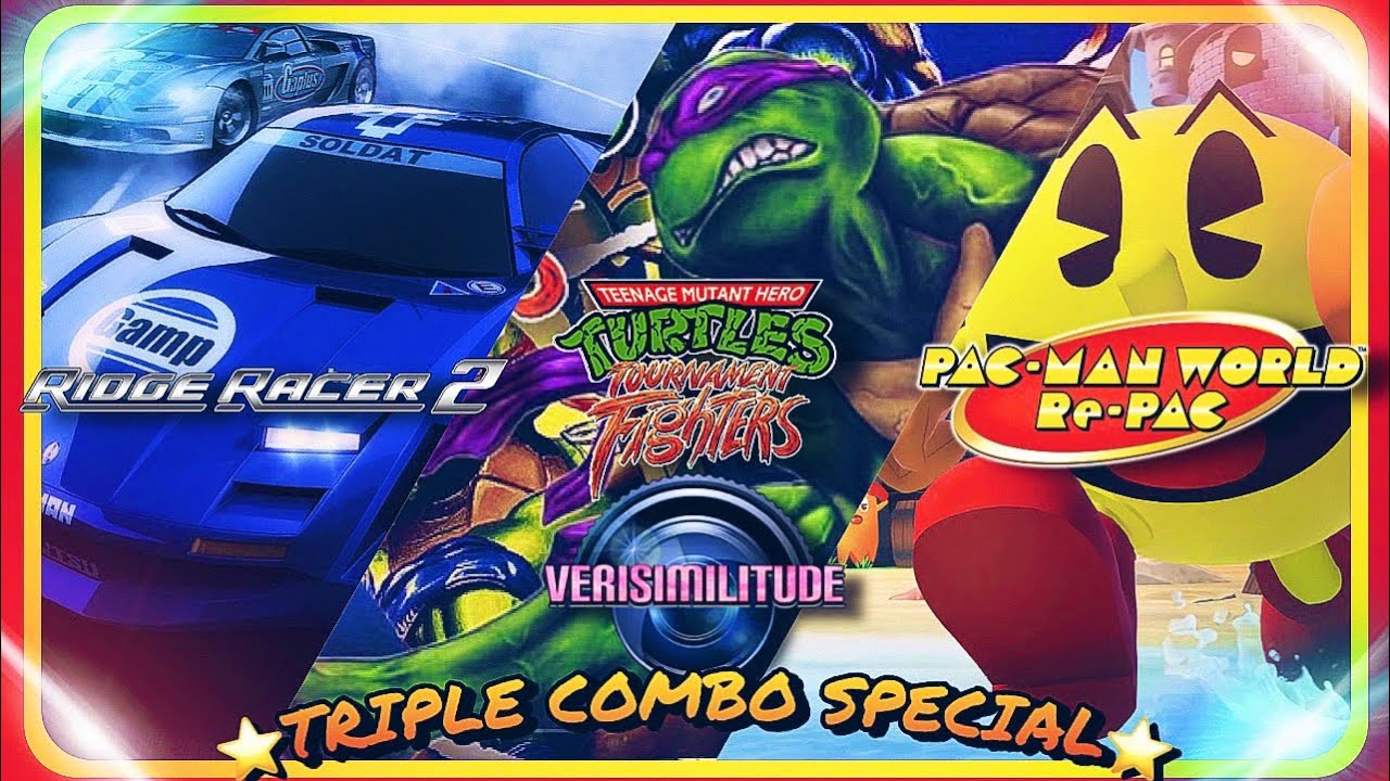 TRIPLE COMBO SPECIAL; RIDGE RACER 2, TURTLES TOURNAMENT FIGHTERS, PAC ...