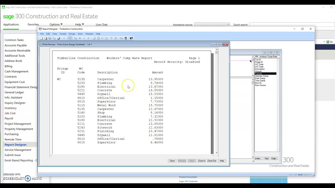 Sage 300 CRE WC Rate Report - YouTube