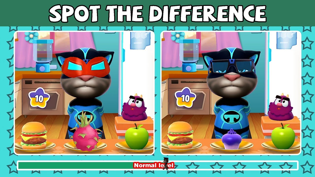Spot The Difference Talking Tom & Om Nom Quiz | Talking Tom Games 35 ...
