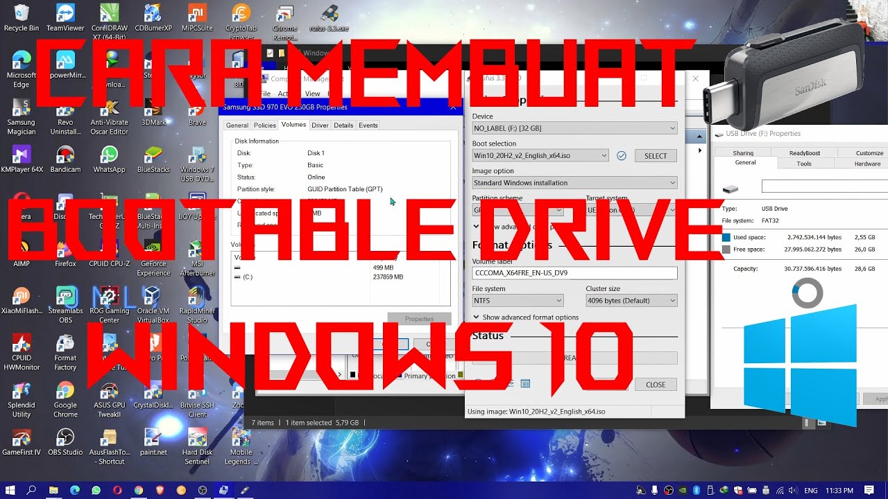 CARA MEMBUAT BOOTABLE DRIVE / FLASHDISK INSTALASI WINDOWS 10 | WINDOWS ...