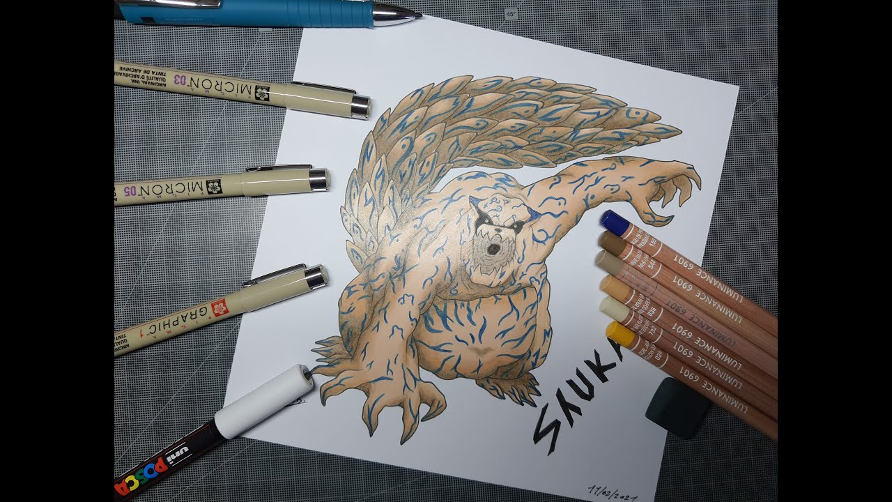speed drawing shukaku ( naruto ) - YouTube